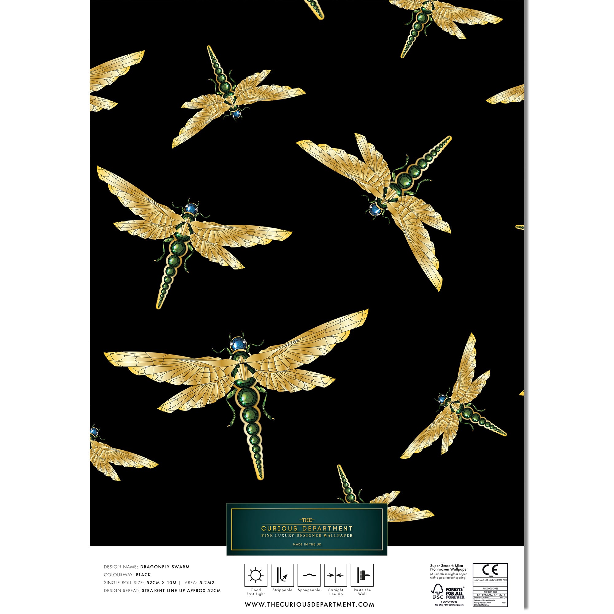 DRAGONFLY SWARM BLACK: Wallpaper – The Curious Department