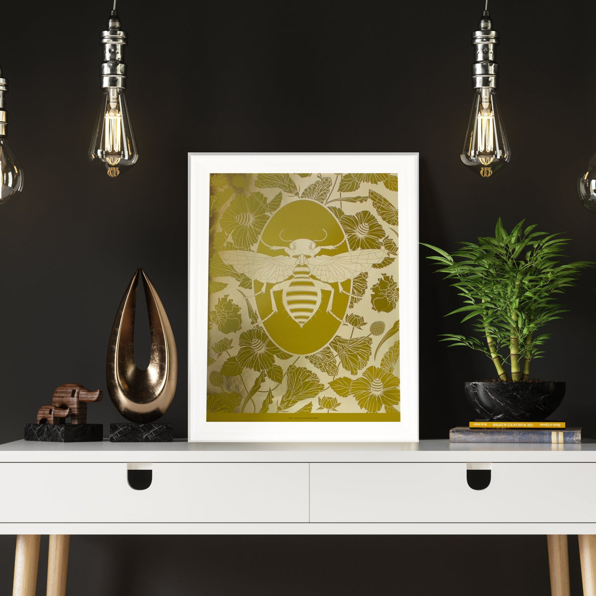 ELEMENTAL BEE print : yellow/ gold – The Curious Department