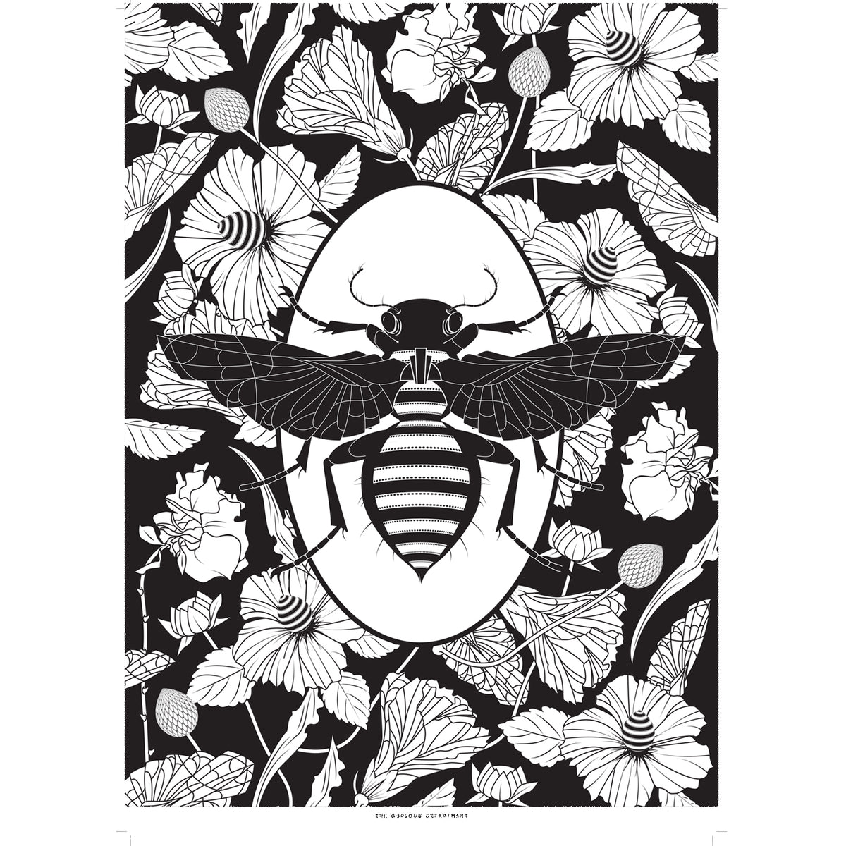 ELEMENTAL BEE print : black/ white – The Curious Department